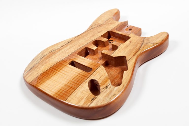 NATURAL FINISH MAHOGANY SPALTED MAPLE STRATOCASTER GUITAR BODY