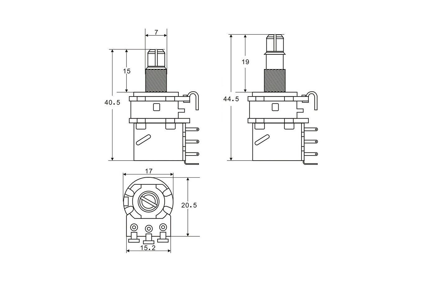 SHORT SHAFT PUSH PULL POTENTIOMETER