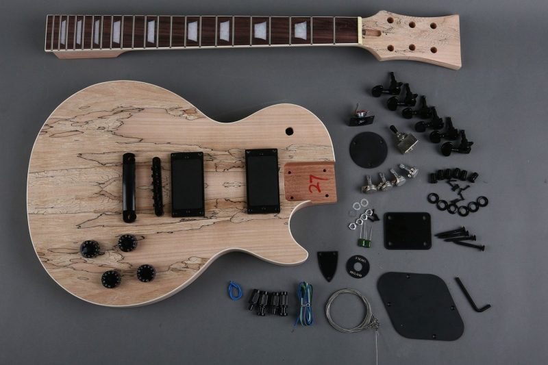 MAHOGANY WITH SPALTED MAPLE BOLT-ON LES PAUL ELECTRIC GUITAR DIY KIT