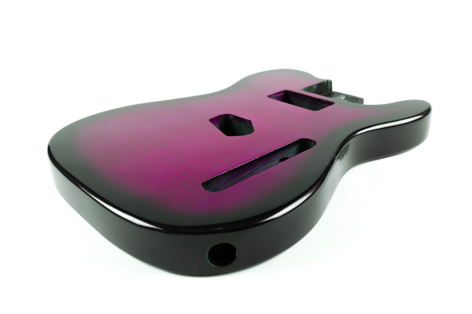 PURPLE SUNBURST ASH WITH FLAMED MAPLE TOP TELECASTER GUITAR BODY STOCK-B